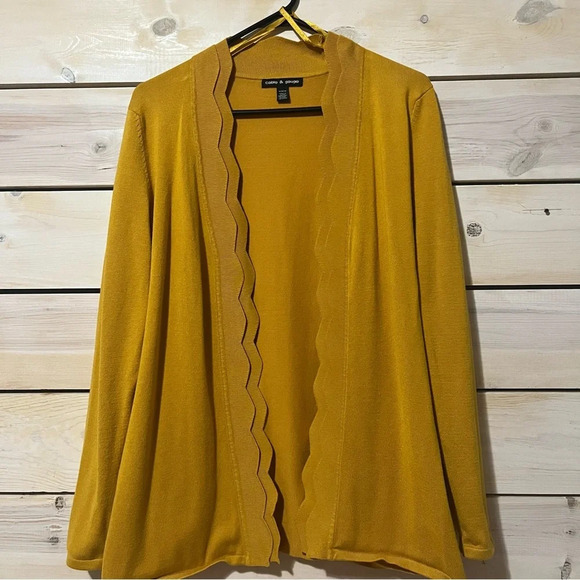 Cable & Gauge | Sweaters | Cable Gauge Gold Yellow Double Scallop Open ...
